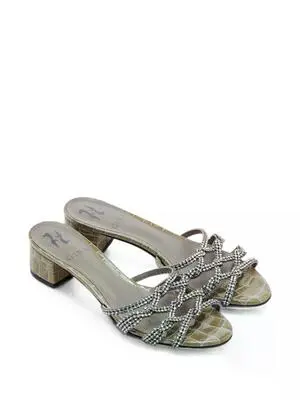 GINA Crystal-embellished Slide Sandals - Green