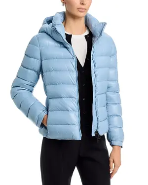 Herno Quilted Down Puffer Jacket With Hood - Light Blue