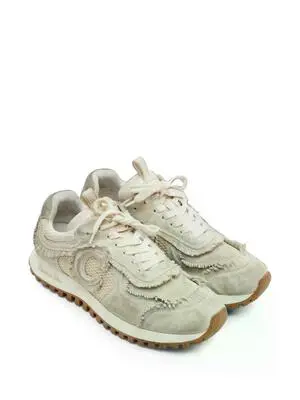 Dior Suede Fringed C Logo Sneakers - Neutrals