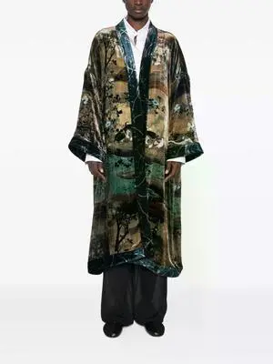 PIERRE-LOUIS MASCIA Landscape-print Velvet Coat