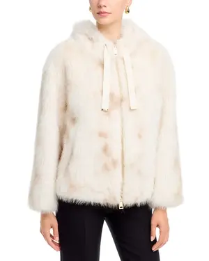 Herno Faux Fur Hooded Bomber Jacket
