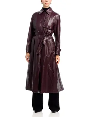 Herno Belted Faux Leather Trench Coat