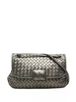 Bottega Veneta 20th Century Metallic Nappa Intrecciato Flap Shoulder Bag Silver