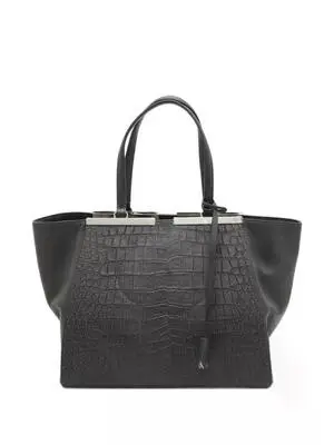 Fendi 2014 Large 3jours Croc-embossed Tote Bag