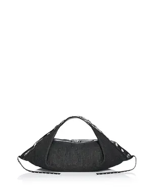 3.1 Phillip Lim Luna Mini Studded Denim Hobo Bag - Black