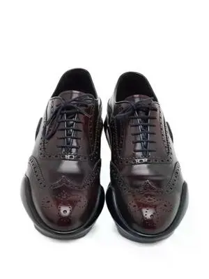 Prada Burgundy Leather Wingtip Brogue Oxford Shoes