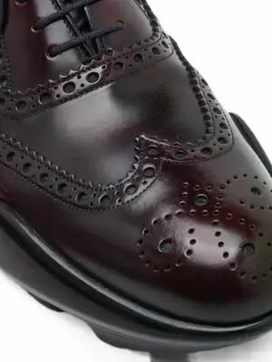 Prada Burgundy Leather Wingtip Brogue Oxford Shoes