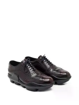 Prada Burgundy Leather Wingtip Brogue Oxford Shoes