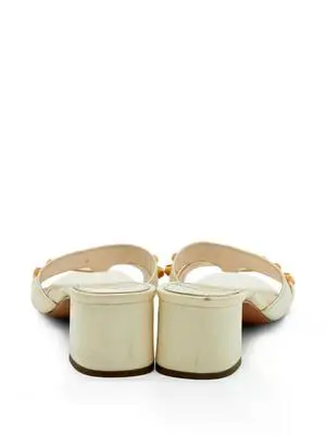 Prada Cream White Leather Studded Block-heel Sandals