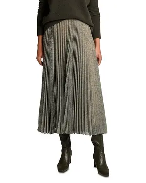 Vince Sheer Houndstooth Pleated Pull-on Skirt