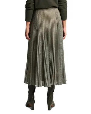 Vince Sheer Houndstooth Pleated Pull-on Skirt