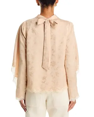 Sea Shay Lace Trim Long Sleeve Top