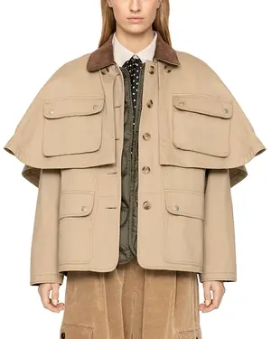 Sea Tristan Double Layer Cape Jacket - Khaki