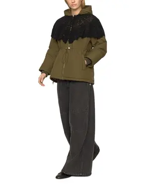 Sea Wright Crochet Cape Puffer Coat