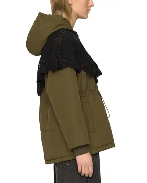 Sea Wright Crochet Cape Puffer Coat