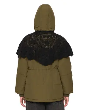 Sea Wright Crochet Cape Puffer Coat