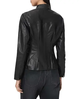 ALLSAINTS Clo Leather Peplum Hem Moto Jacket