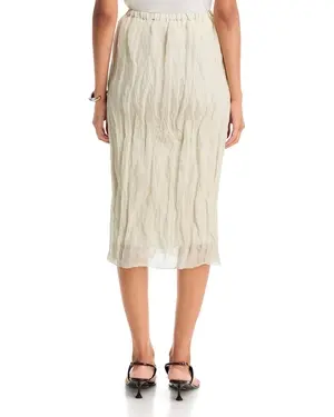 RÓHE Textured Cotton Blend Midi Skirt - Cream