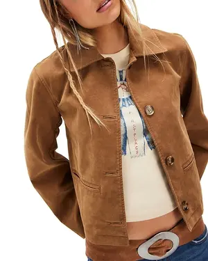 Free People Hera Faux Leather Jacket - Caramel