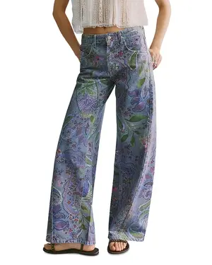 Free People Alter Ego Printed Wide Leg Jeans