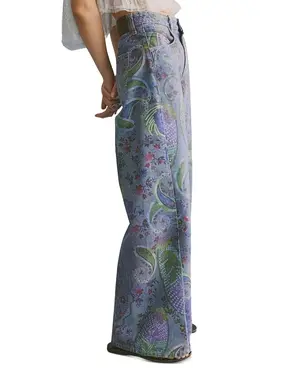 Free People Alter Ego Printed Wide Leg Jeans