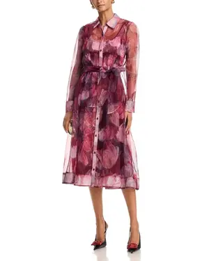 MILLY Printed Midi Shirt Dress