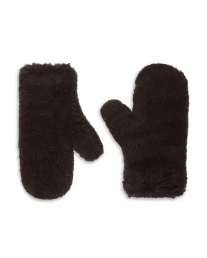 Max Mara Ombrato Teddy Alpaca Wool & Silk Mittens - Brown