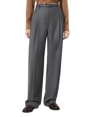 Max Mara Wool Wide Leg Tailored Pants - Dark Grey