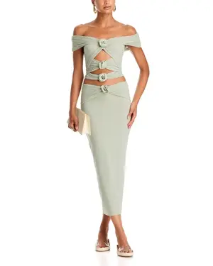 MAYGEL CORONEL Ruched Cutout Set - Sage