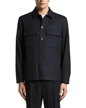 Peserico Wool Carded Gabardine Overshirt - Galaxy Blue