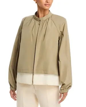 Fabiana Filippi Taffeta Bomber Jacket With Layered Hem