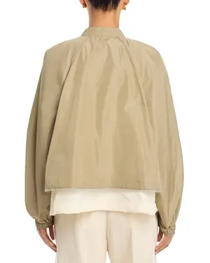 Fabiana Filippi Taffeta Bomber Jacket With Layered Hem