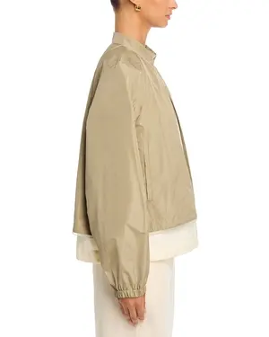 Fabiana Filippi Taffeta Bomber Jacket With Layered Hem