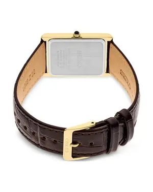 SEIKO Rectangular Essentials Quartz Watch With Leather Strap
