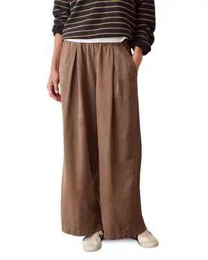 Marine Layer Allison Pleated Wide Leg Trousers - Java