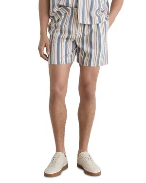 REISS Mararani Stripe Drawstring Shorts - Blue/ecru