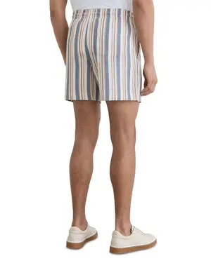 REISS Mararani Stripe Drawstring Shorts - Blue/ecru