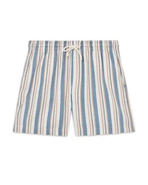 REISS Mararani Stripe Drawstring Shorts - Blue/ecru