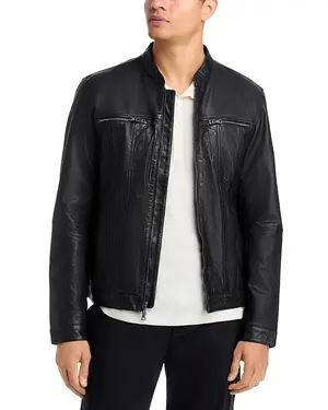 John Varvatos Kurt Zip Leather Jacket