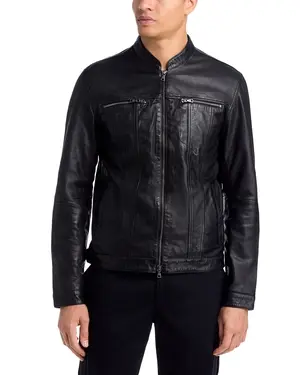 John Varvatos Kurt Zip Leather Jacket