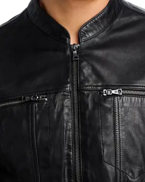 John Varvatos Kurt Zip Leather Jacket