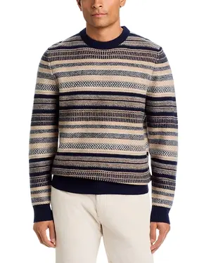 Barbour Highsted Fair Isle Wool Crewneck Sweater - Navy