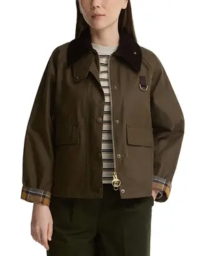 Barbour Spey Waxed Cotton Jacket - Olive/beige/classic