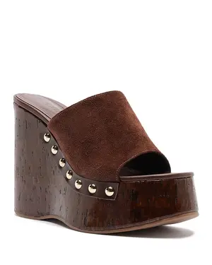 Schutz Suede Studded Platform Sandals