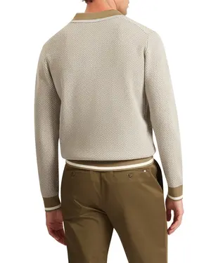 Ted Baker London Buckler Long Sleeve Waffle Stitch Polo