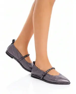 Ash Bella Studded Mary Jane Flats - Gun
