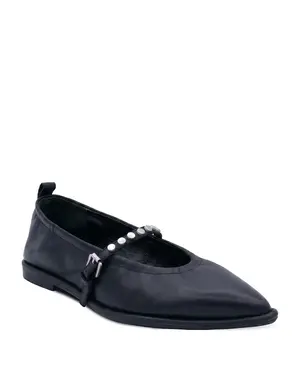 Ash Bella Studded Mary Jane Flats - Black