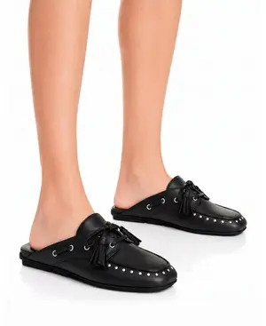 Ash Bavaria Studded Mule - Black