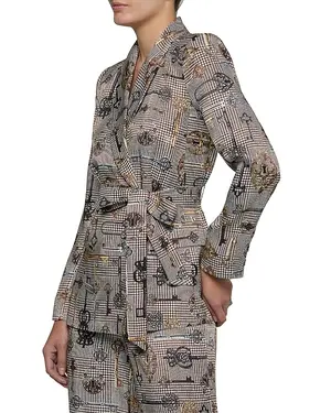 L'Agence Aven Wrap Blazer - Brown Multi Houndstooth