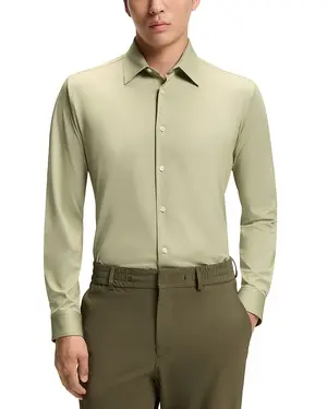 BOSS Roan Kent Collar Slim Fit Shirt - Beige